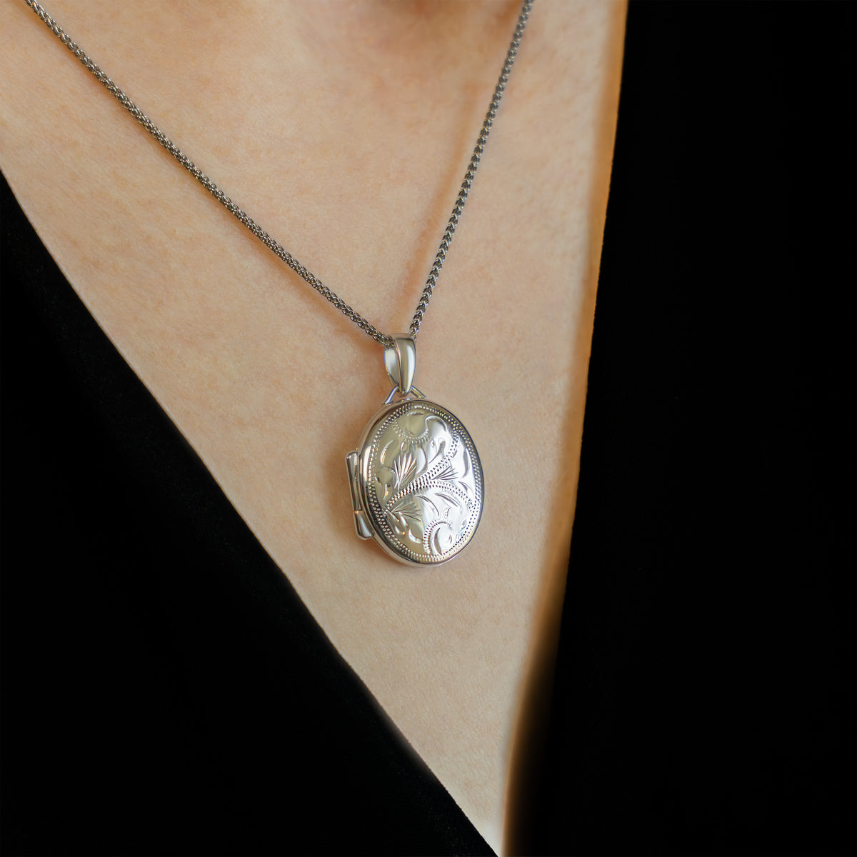 Petite White Gold Engraved Locket – The Locket Tree